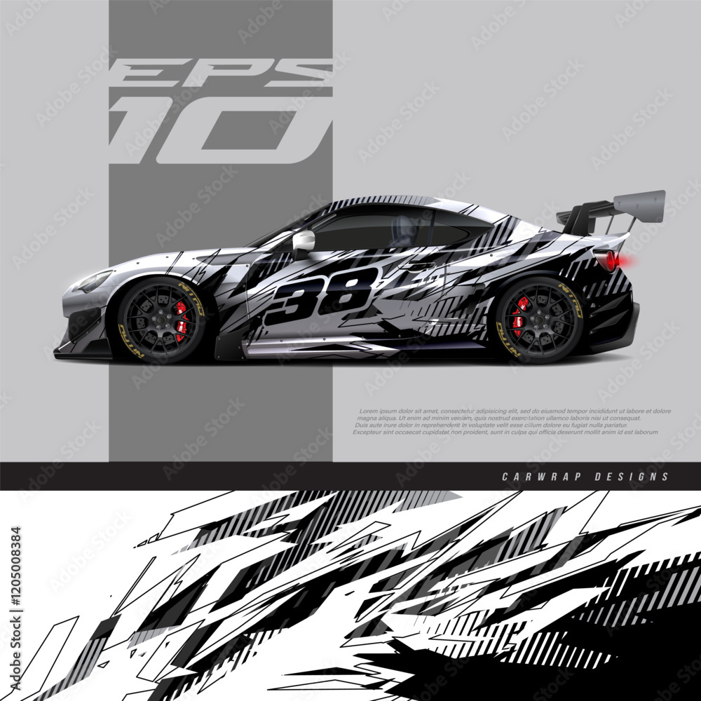 Car wrap decal graphic design. Abstract stripe racing background ...