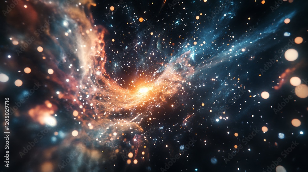 A depiction of a supermassive black hole at the center of a galactic ...