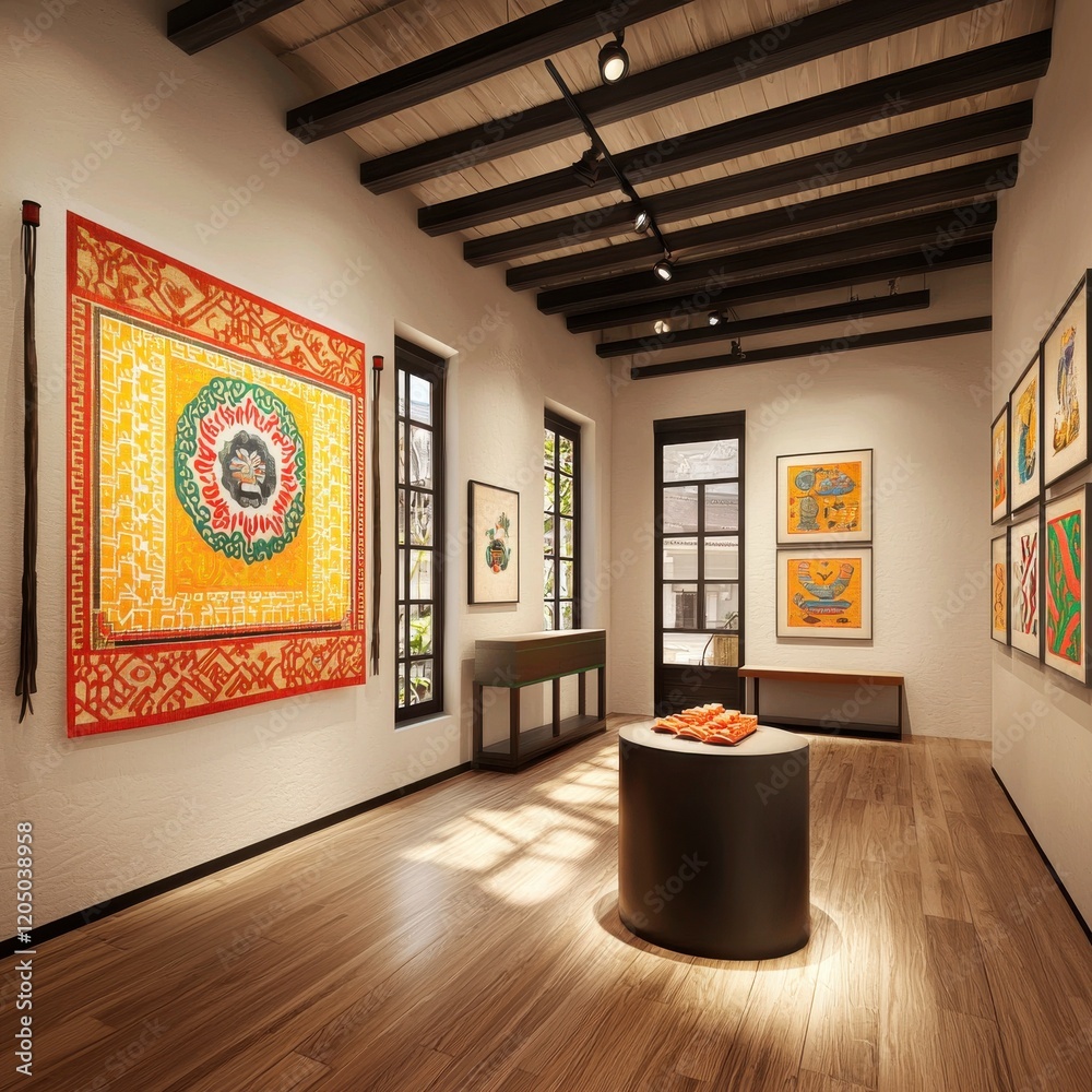 Cultural heritage showcase art gallery exhibit of rich colors ...