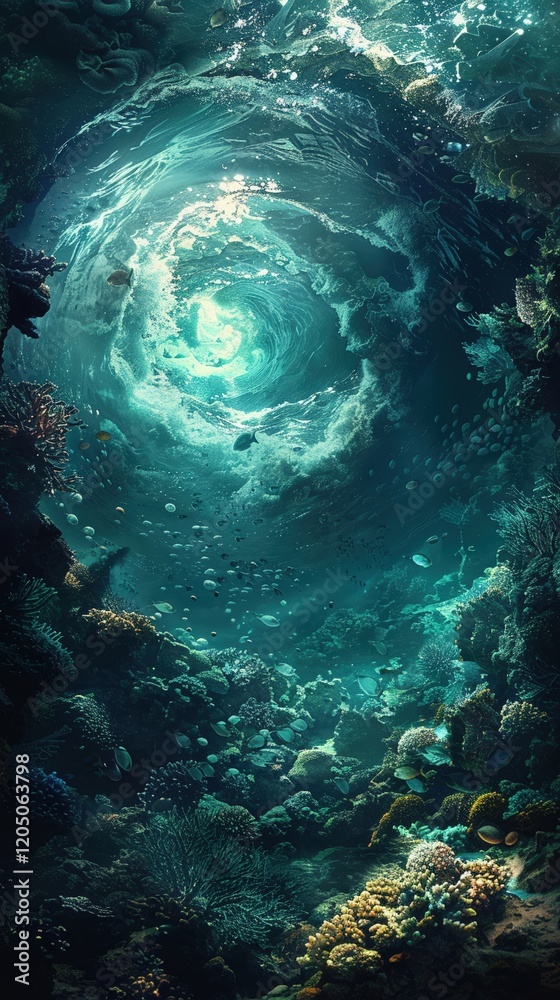 Ilustração Dive into the unknown abyss of the deep sea with a creative ...