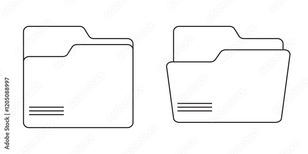 Different folder icon set, opened and closed folders collection ...
