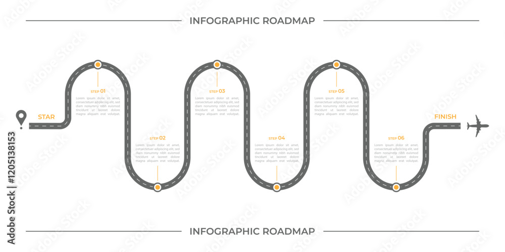 Infographic roadmap design template. Business Timeline of 6 Important ...