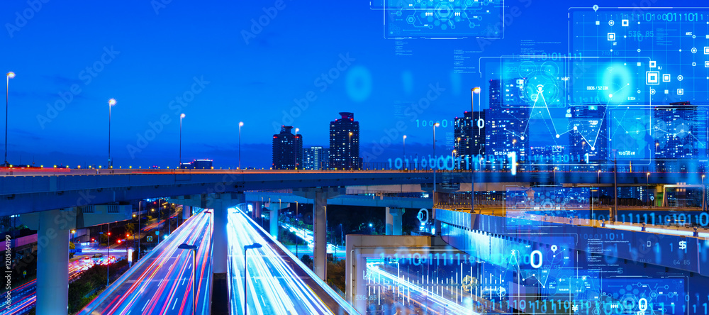 Stock-Foto „traffic, road, city, dx, digital transformation, future ...
