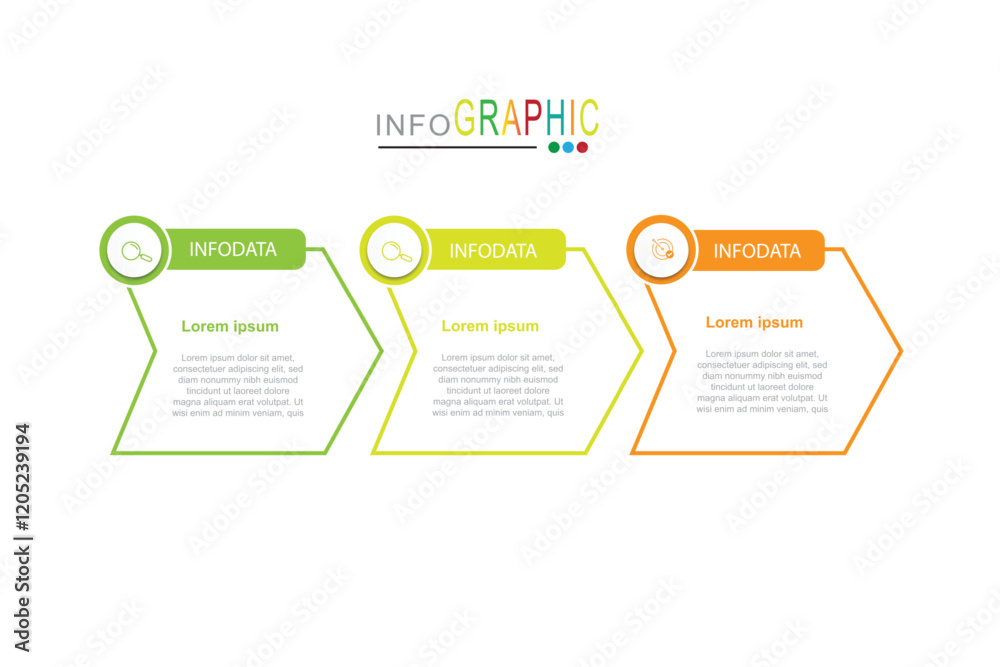 Process chart with three connected paper white circles placed in ...