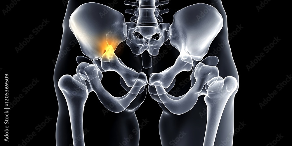 Bones of the pelvis and hip, human anatomy, femur bone joint pain, X ...