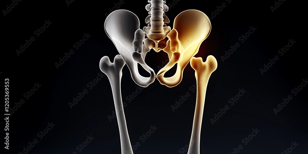 Bones of the pelvis and hip, human anatomy, femur bone joint pain, X ...