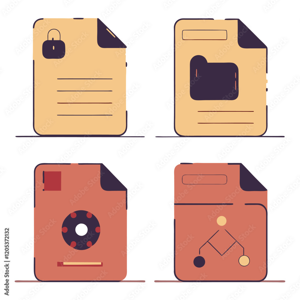 Minimalist Black & White File Icons: Document Types Set ui ux pdf ppt ...