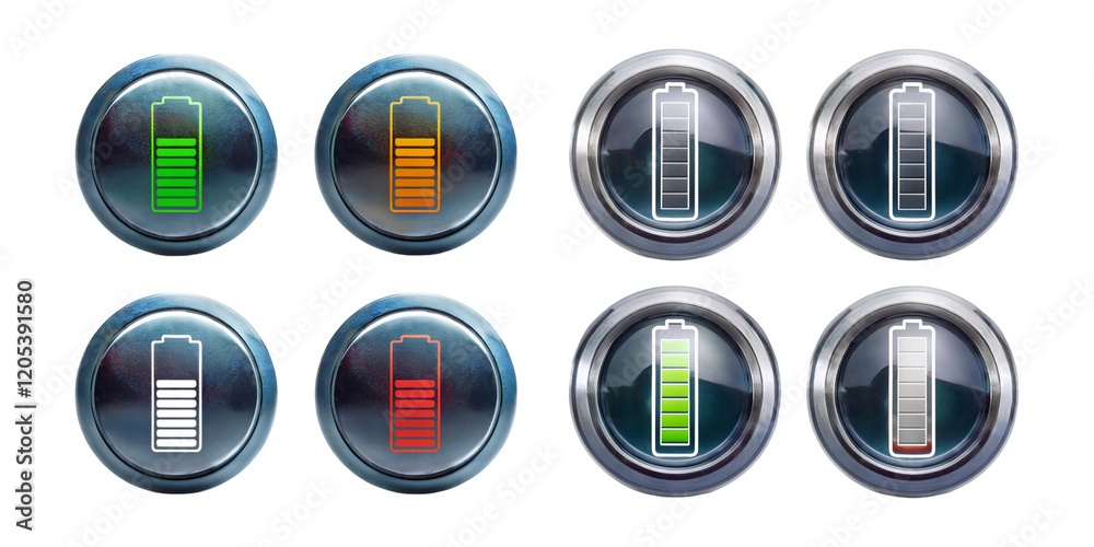 Battery Status Icons for Various Charge Levels, set collection, mega ...