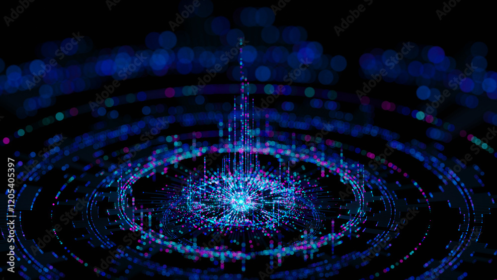 Big data artificial intelligence machine learning neural network flow complex information ...