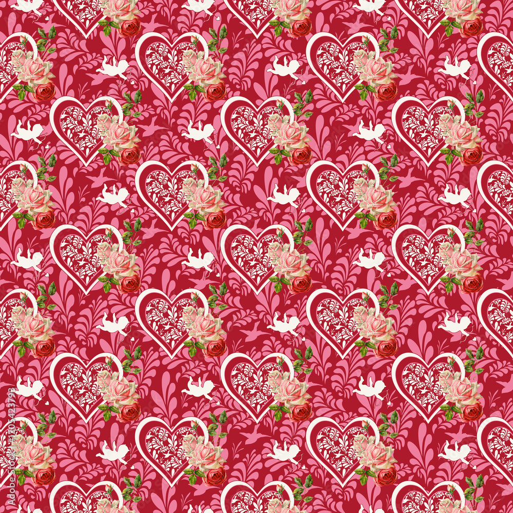 Printable Seamless Valentines Day Chart Stock Illustration | Adobe Stock