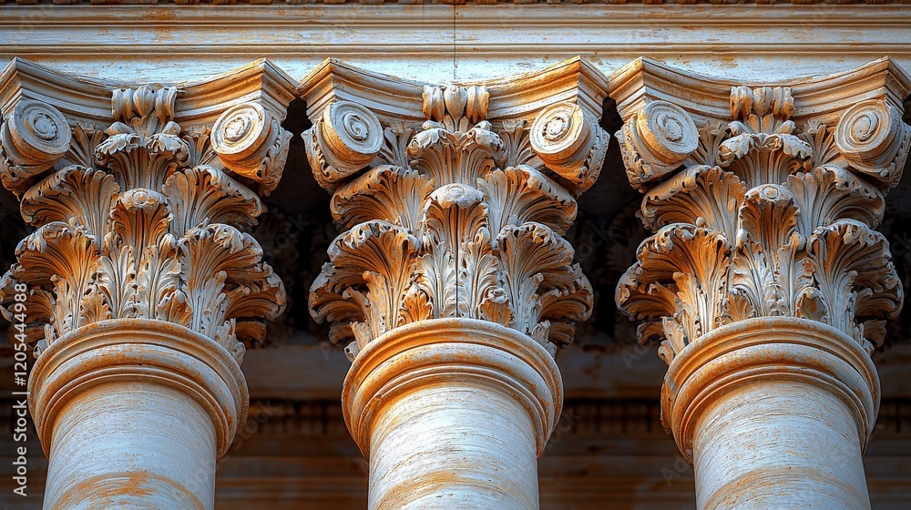 Intricate Stone Columns with Detailed Carvings and Weathered Texture ...