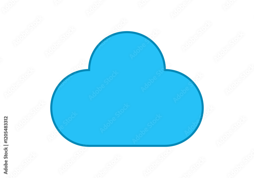 Icono de nube azul con trazo en fondo blanco Stock Vector | Adobe Stock