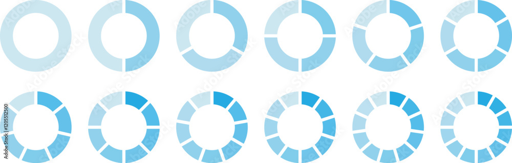 Pie chart set, Circle icons for infographic. Circle section graph, Pie chart round. Colorful ...