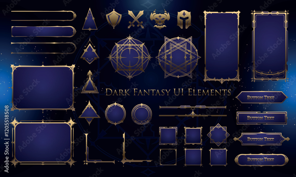 Set of Dark Fantasy Elements for user interface, poster, video. Fantasy ...