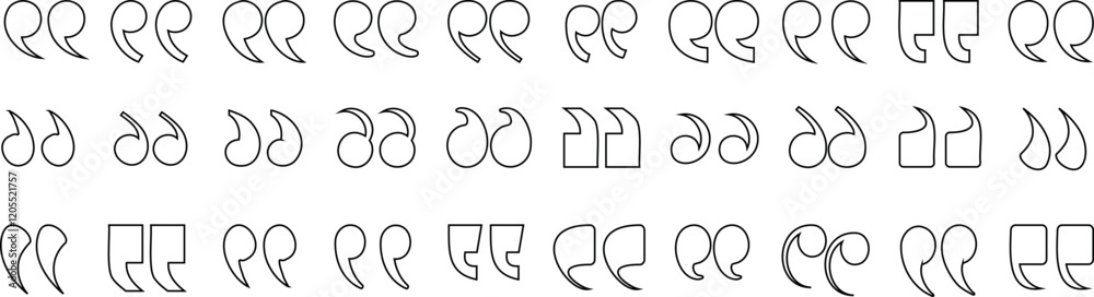 Quotation marks set, single and double quote marks, diverse styles ...