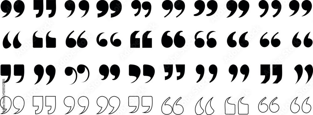 quote mark icon vector set, quotation marks collection, creative quote ...