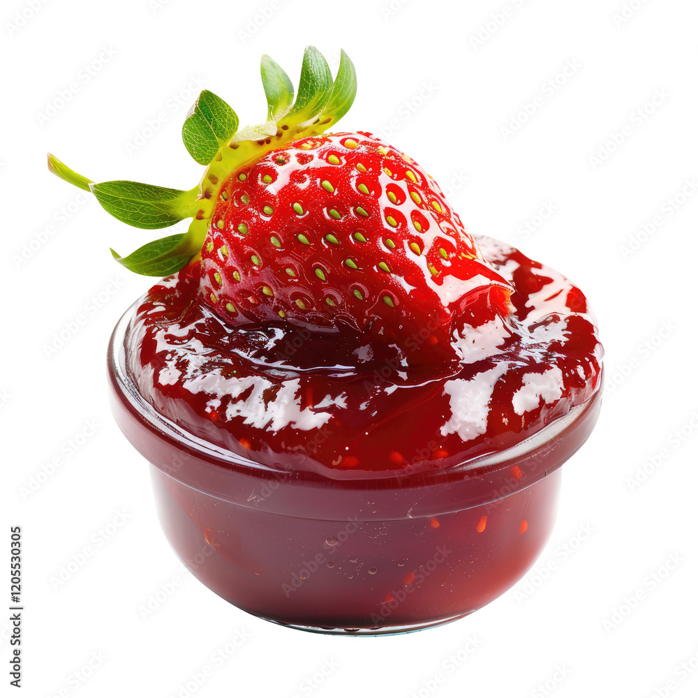 Red strawberry jam isolated on transparent background clipping path ...