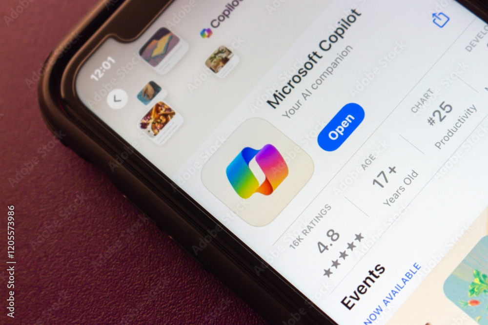 Mexico City, MEXICO - Jan 14 2025 : Microsoft Copilot app is displayed on the App Store. Copilot ...