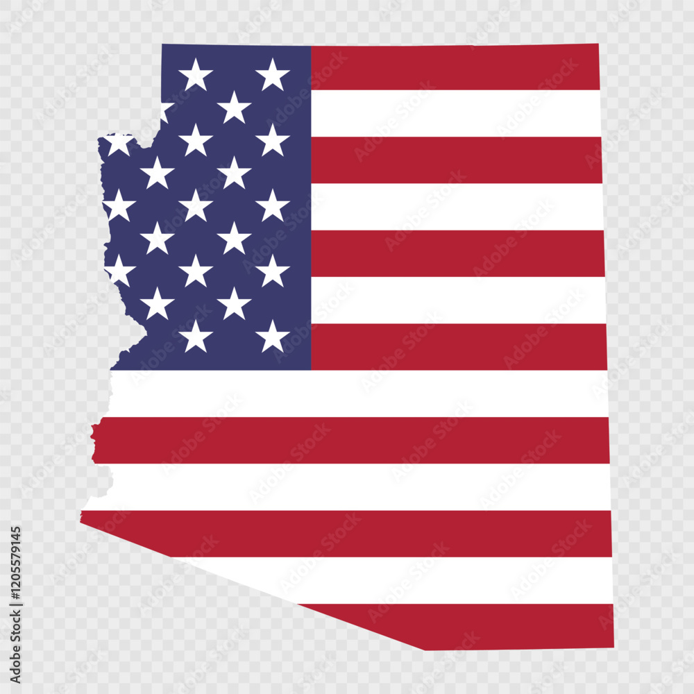 Arizona state map with American national flag. Stock Vector | Adobe Stock