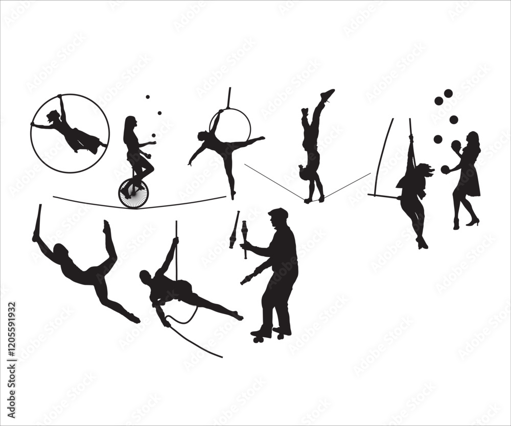 circus Vector, circus silhouette, Circus SVG Bundle, aerial acrobat ...