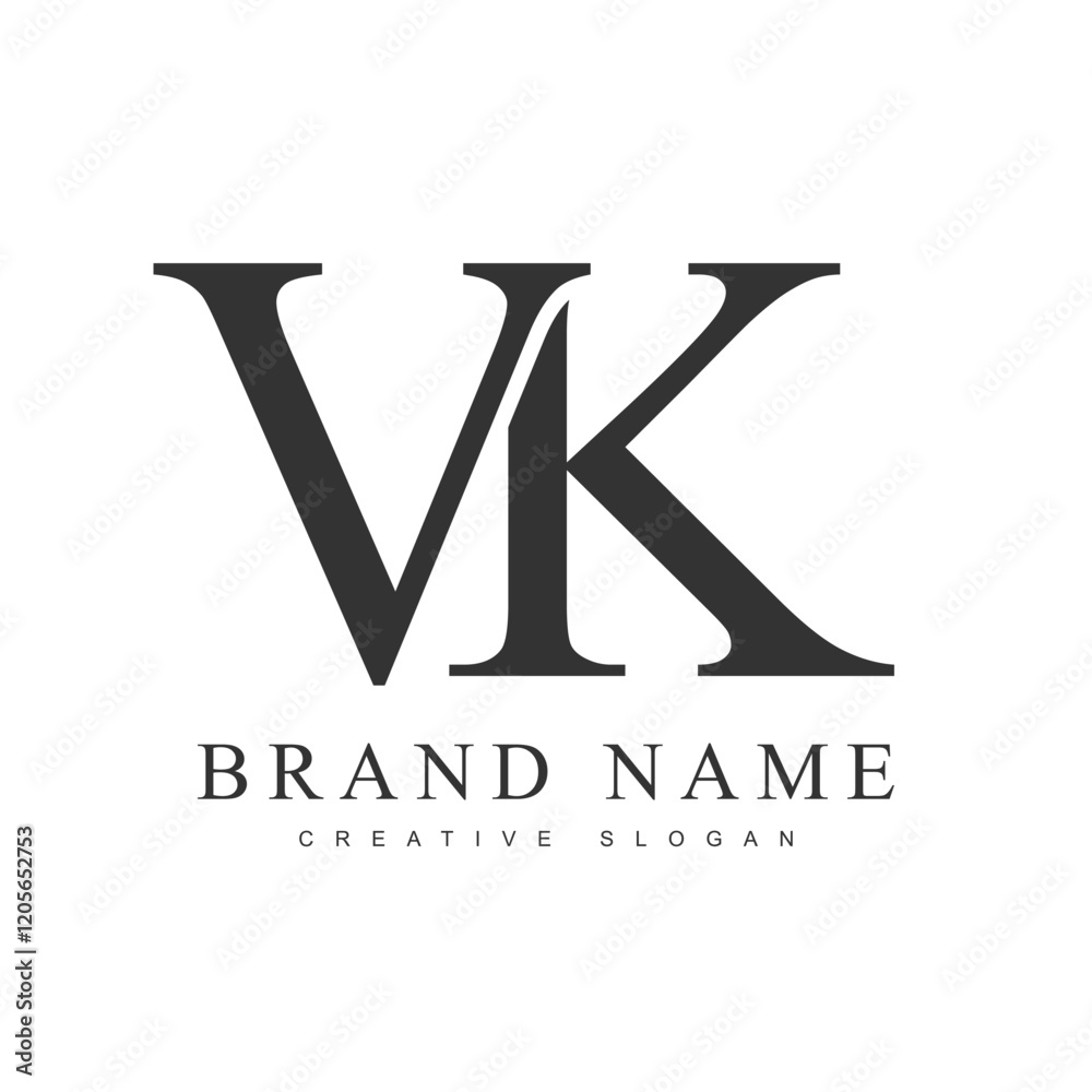 VK trendy logotype template. Initial letter v and k classic font style ...