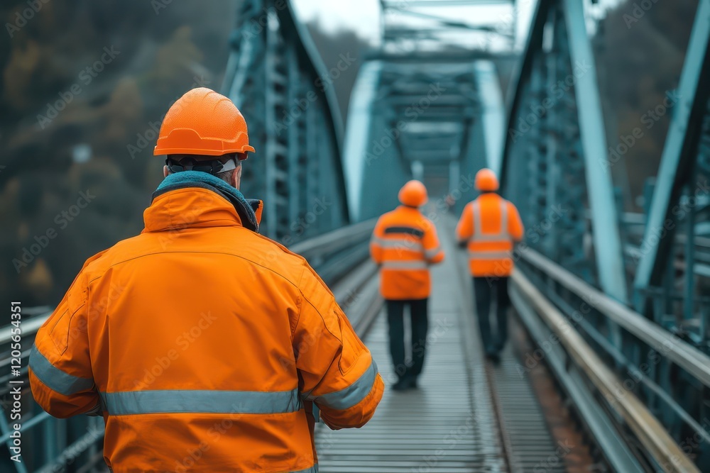 Safety inspection of a new bridge before opening, with engineers ...