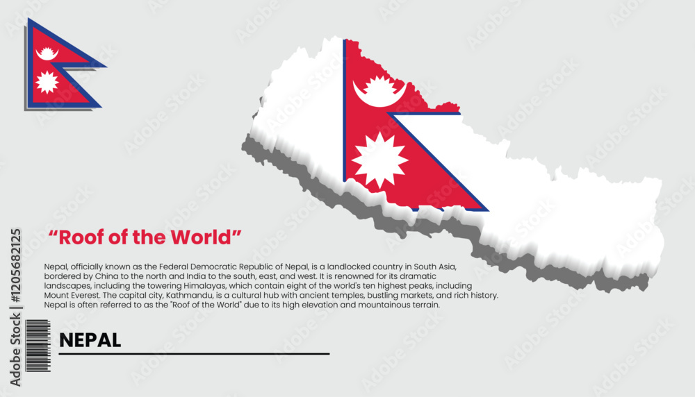 An isometric map of Myanmar with the colors of the national flag ...