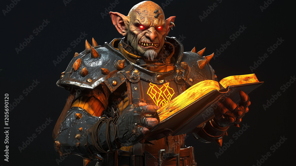 Ilustración de Stock A terrifying goblin warlock with claw-like hands ...