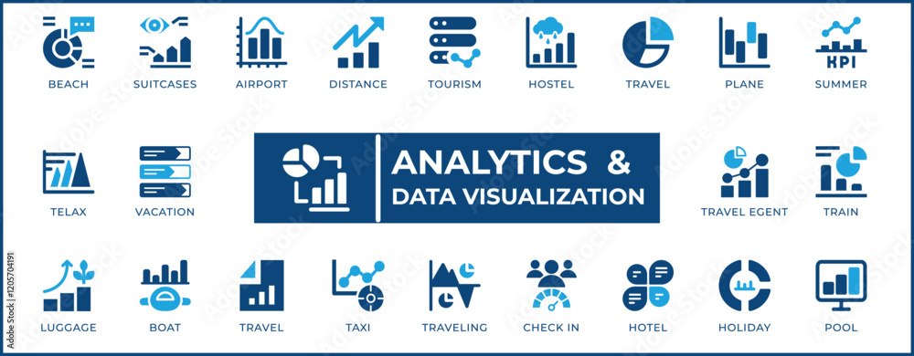 Vector de Stock Analytics & Data Visualization Icon Set. Features editable icons for data ...