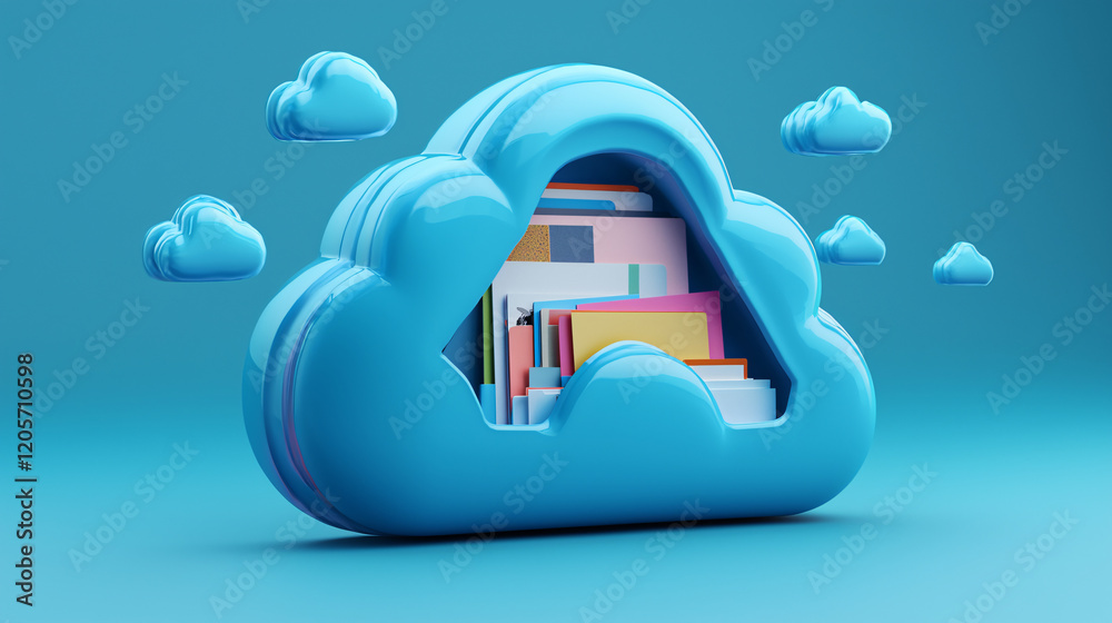 Files, folders, and icons like photos and documents seamlessly floating ...