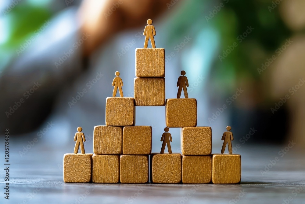 Wooden Blocks Hierarchy: A conceptual image depicting a pyramid ...