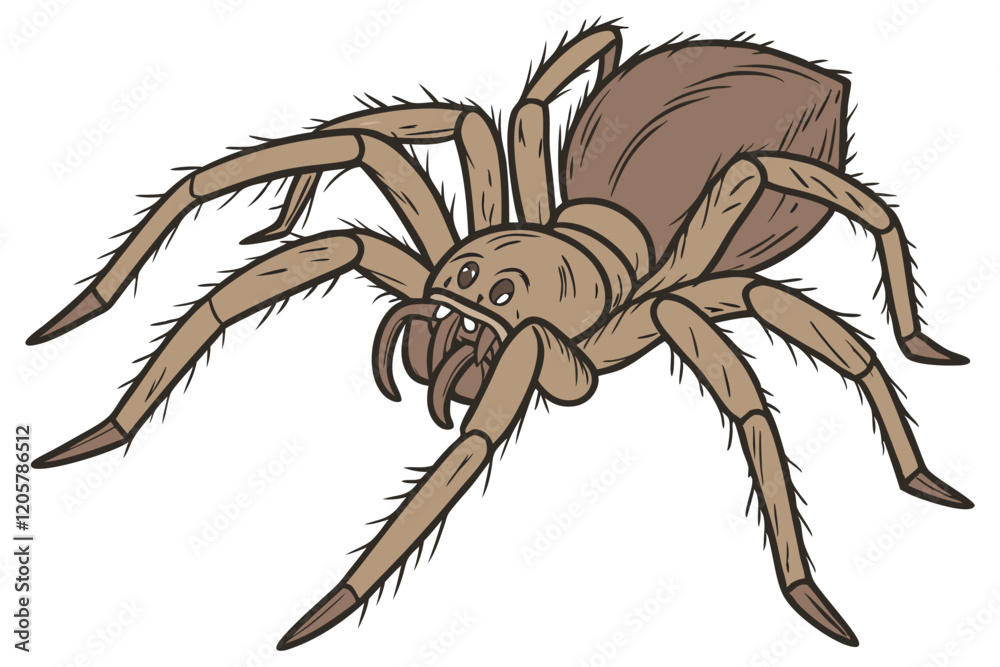 Giant spider, hyper-realistic, detailed texture, furry legs, fangs ...