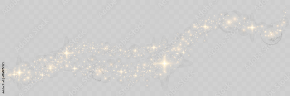 Glowing golden sparkles with light effects on a transparent background ...