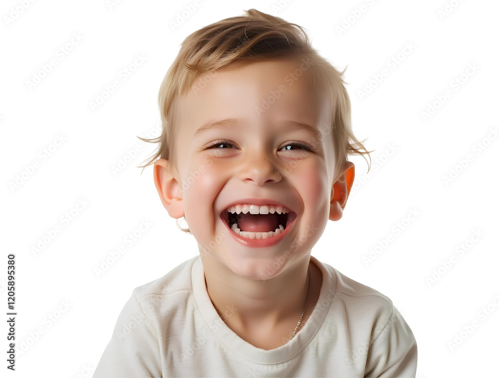 Portrait of a happy kid smiling and laughing, isolated on transparent ...