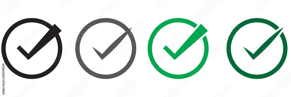 check box icon with correct, accept checkmark icons green tick box, check list circle frame ...