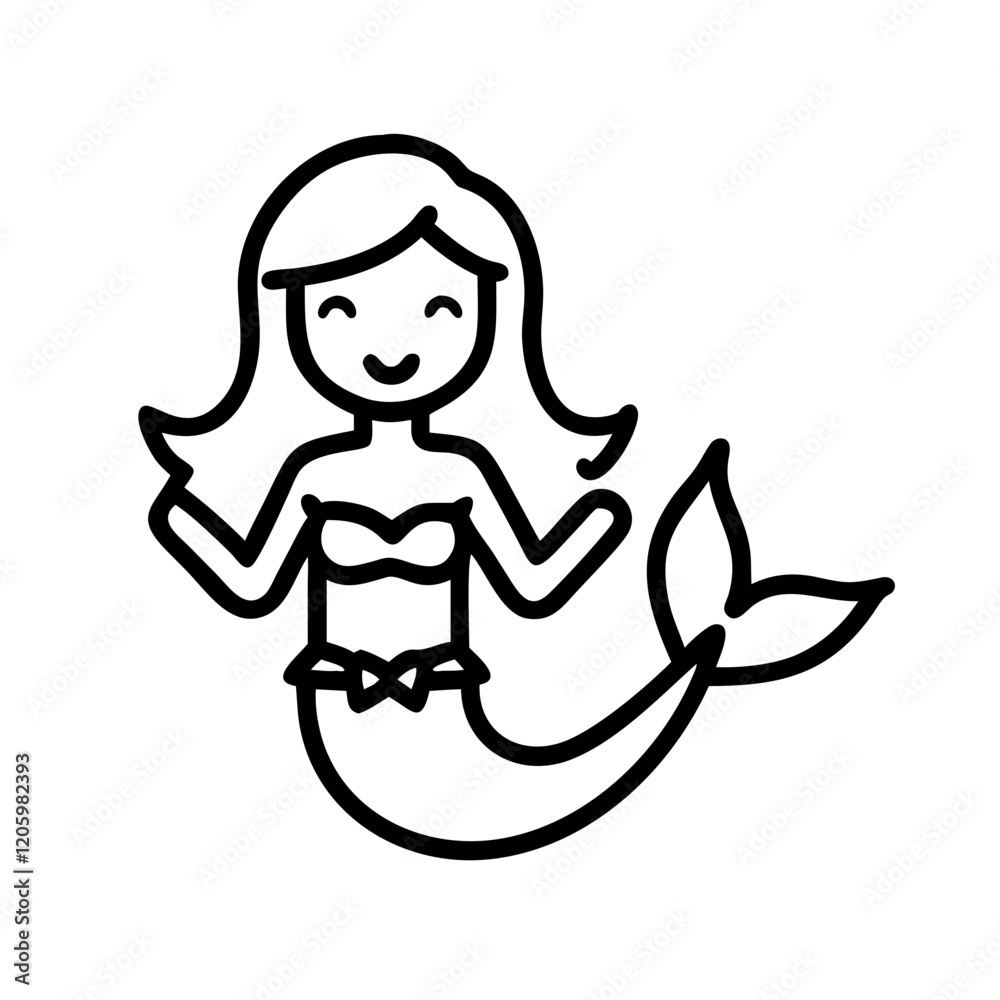 Image vectorielle Stock mermaid icon, mermaid line art - simple line ...