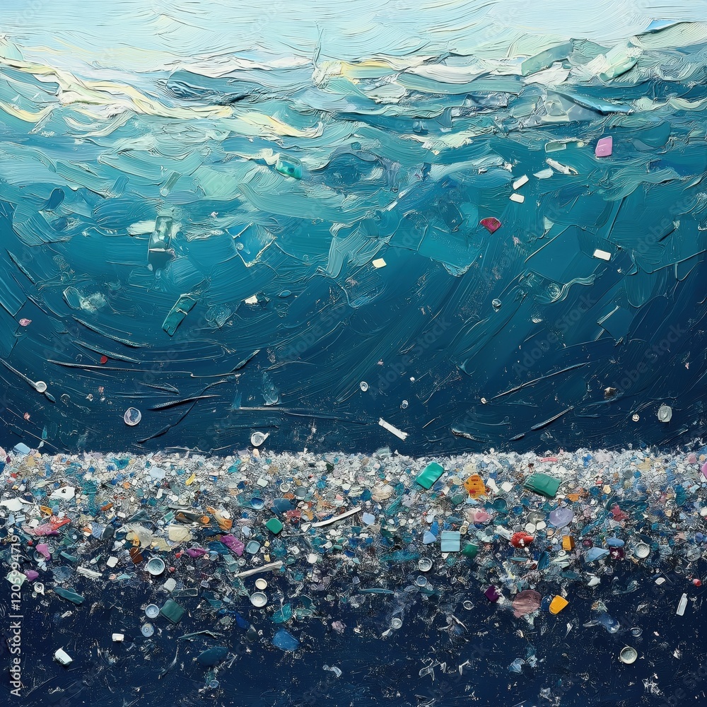 The plastic littering a ocean, Polluting in the sea, Ocean pollution ...