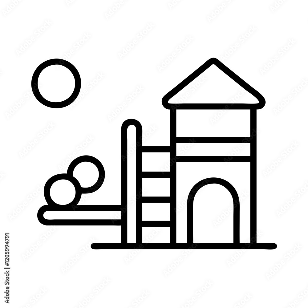 playground icon, playground line art - simple line art of playground ...