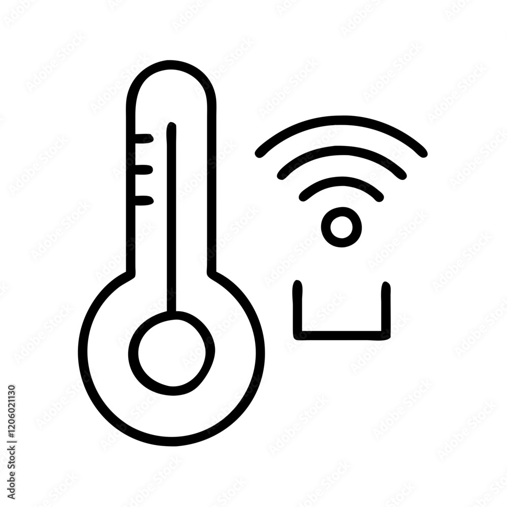 Vector de Stock temperature sensor icon, temperature sensor line art ...
