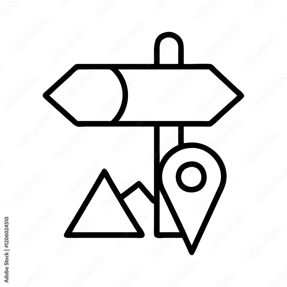 trail marker icon, trail marker line art - simple line art of trail ...