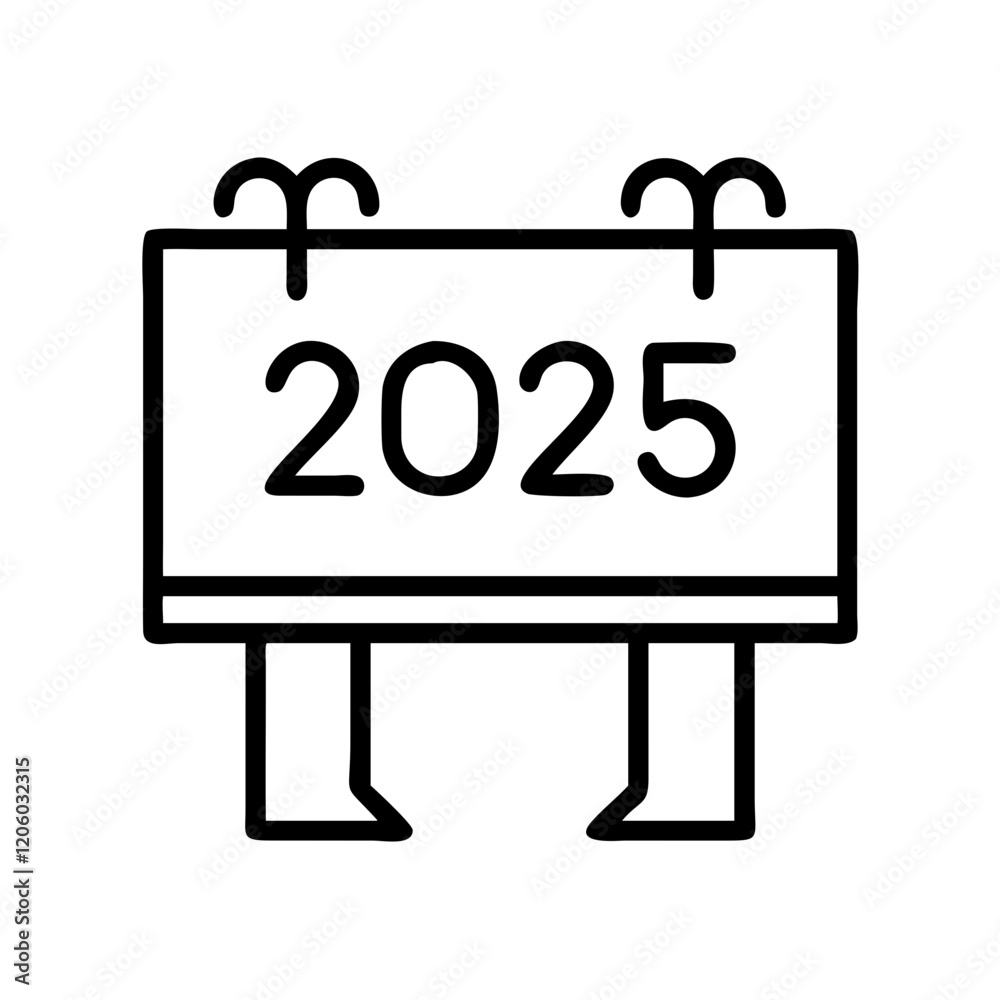 welcome 2025 banner icon, welcome 2025 banner line art - simple line ...