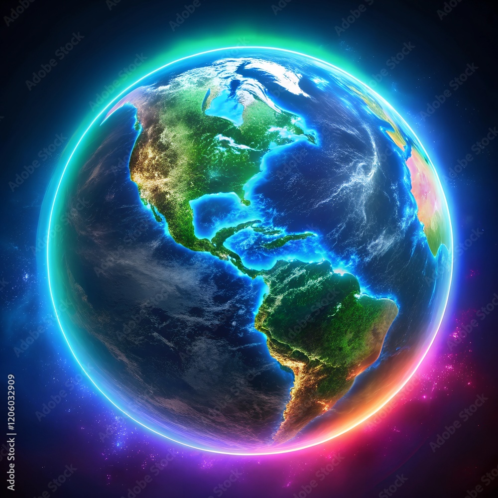 Planet Earth Neon Space Cosmos Square Images Stars Universe Infinity ...