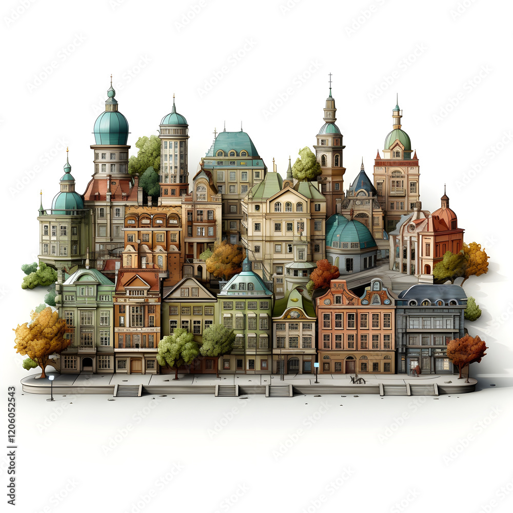 city architecture cityscape urban building modern illustration ...