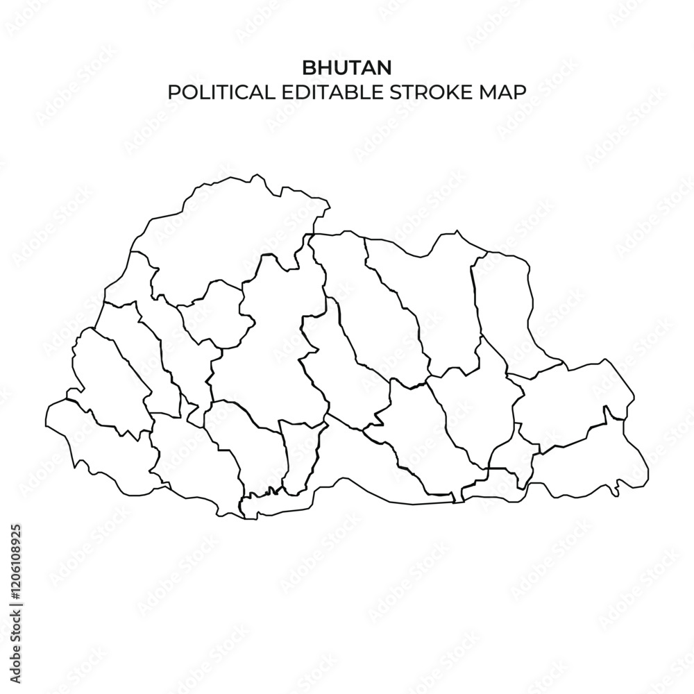 This illustration depicts the political boundaries of Bhutan ...