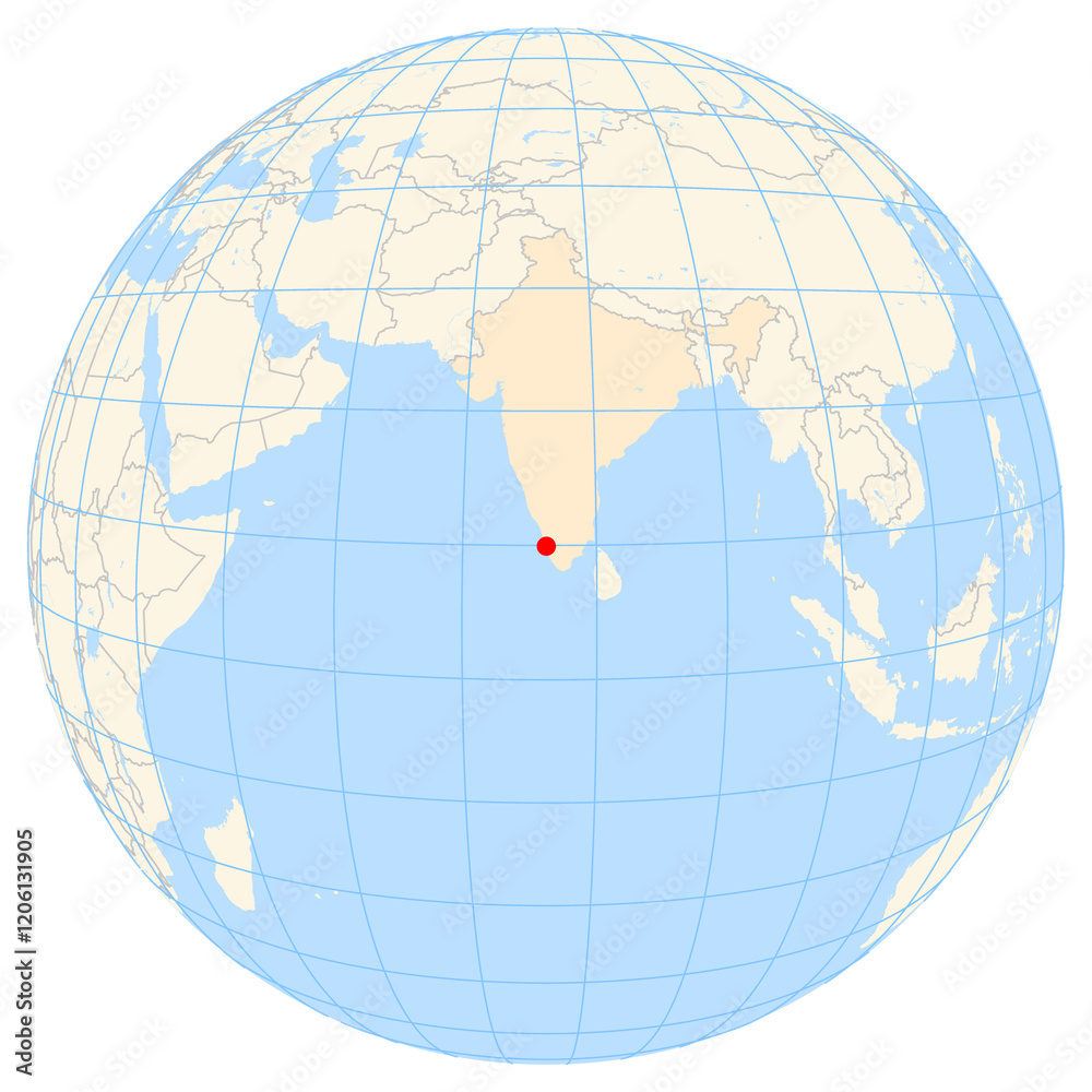 Map showing the location of the city Cochin in India (Southern Asia) on ...