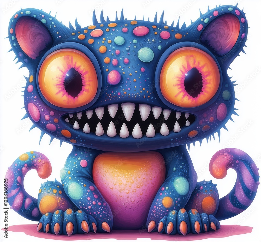 chibi monster design with a pure white background for t-shirt printing ...