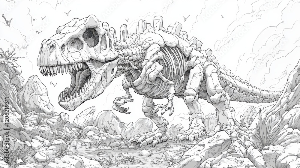 Explore the prehistoric world with this detailed coloring page ...