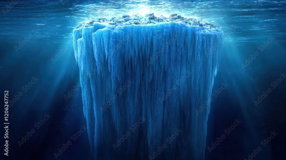 Submerged iceberg, underwater, icy, majestic, frigid, deep, aquatic ...