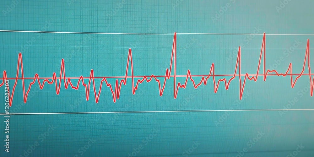 Electrocardiogram (ECG) stock photo of an ECG line with a heartbeat on ...