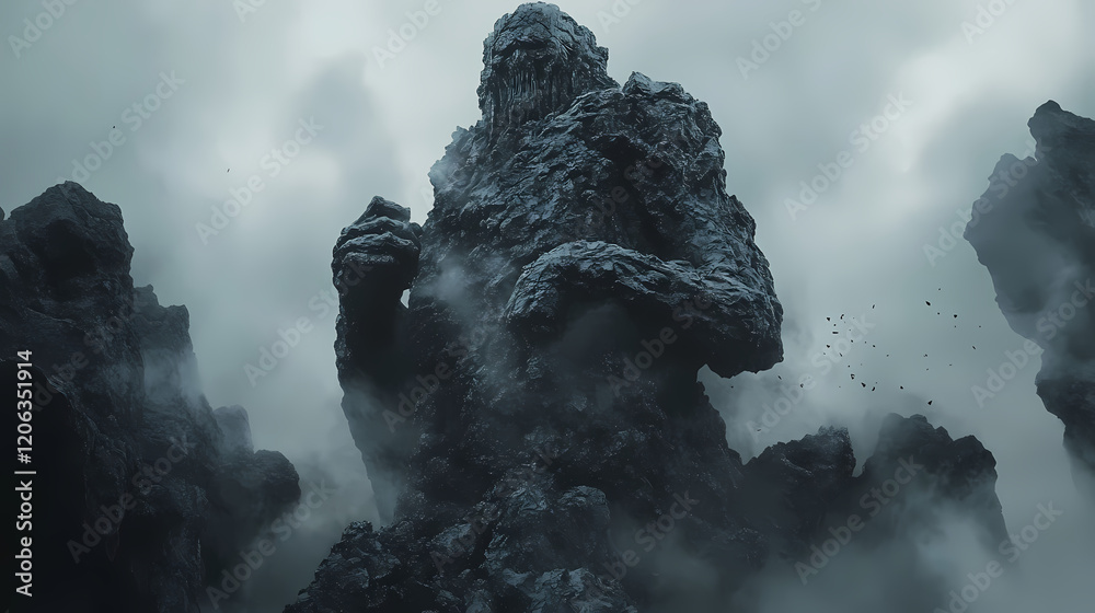 Towering golem of obsidian , dark fantasy aesthetic, high-detail ...